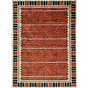 AK RUGS Contemporary Printed Area Rug Gloria Collection Living Room Kitchen Hallway Rug (Orange, 6' x 9')