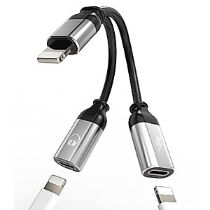 HOYULLI Headphone Adapter Lightning to Audio Jack and Charger Music Extender Earphone Headset Charging Splitter Compatible for MFI Certified 13 11 12 Mini Pro Max Xs Xr X 7 8plus Ipad Air Converter