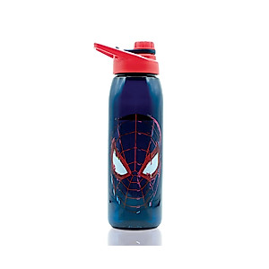 Marvel Spider-Man Miles Morales 28-Ounce Sports Water Bottle | BPA-Free Plastic Water Jug With Leakproof Screw-Top Lid And Flip-Up Cap | Hydration For Outdoor Activities, Gym Fitness Gifts