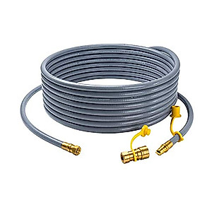 GASPRO 2 Pieces Grill Connectors & Hoses Accessories - 24 FT Natural Gas Hose with 3/8 Male Flare Quick Connect/Disconnect & 3/8 Inch Natural Gas Quick Connect Fittings for BBQ Gas Grill