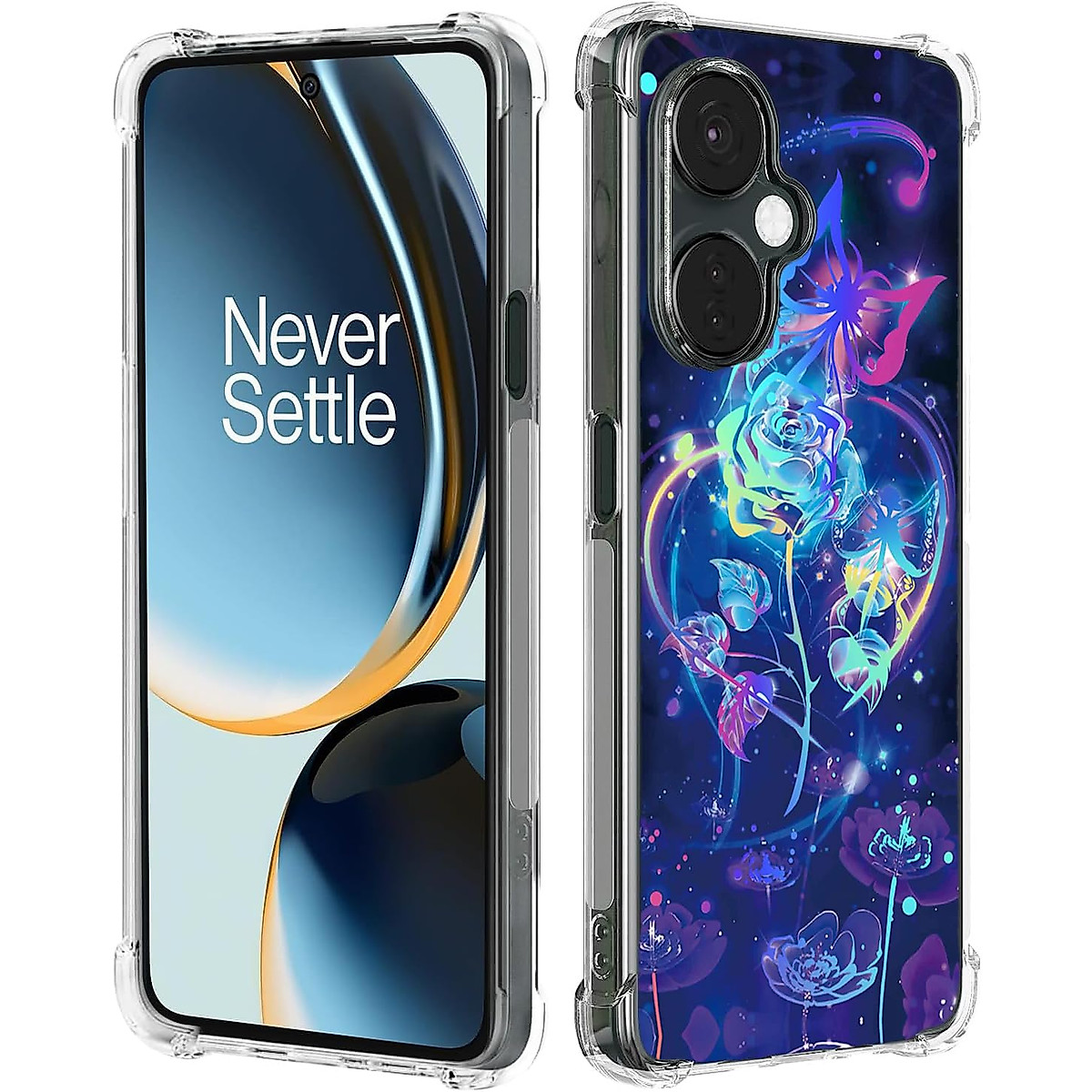 Nord N30 5G Case Compatible with Oneplus Nord N30 5G Phone Case Cover [with Tempered Glass Screen Protector][Hard PC + Soft Silicone][Colorful Reflect Light] IMDL-LMG