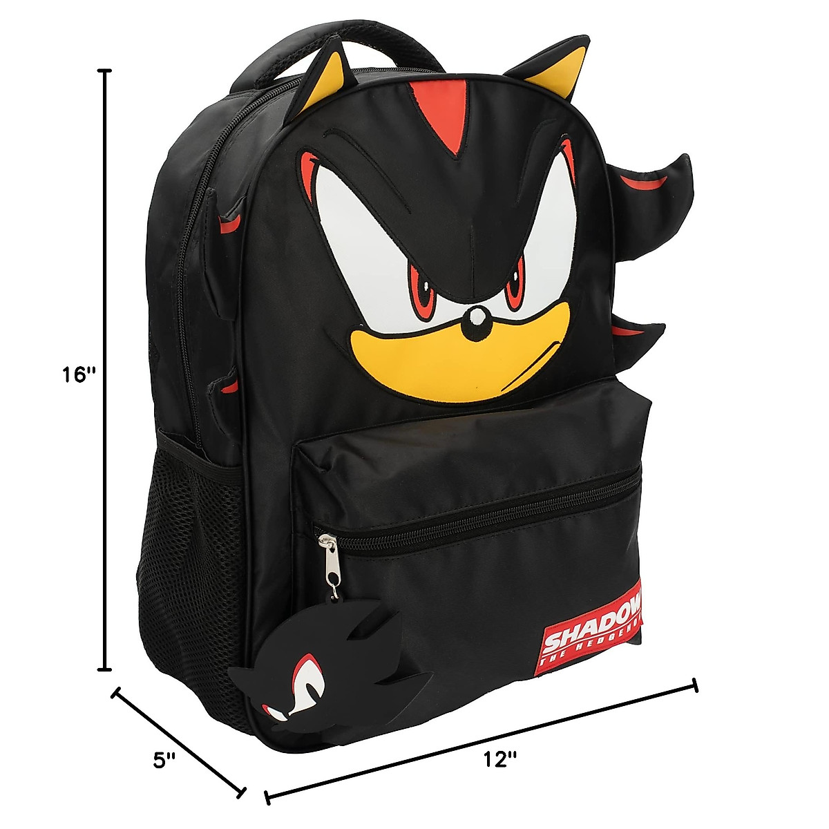 AI ACCESSORY INNOVATIONS Sonic The Hedgehog Backpack for Boys & Girls , Bookbag with Adjustable Shoulder Straps & Padded Back, Sonic 16 Inch Schoolbag with 3D Features, Durable School Bag for Kids
