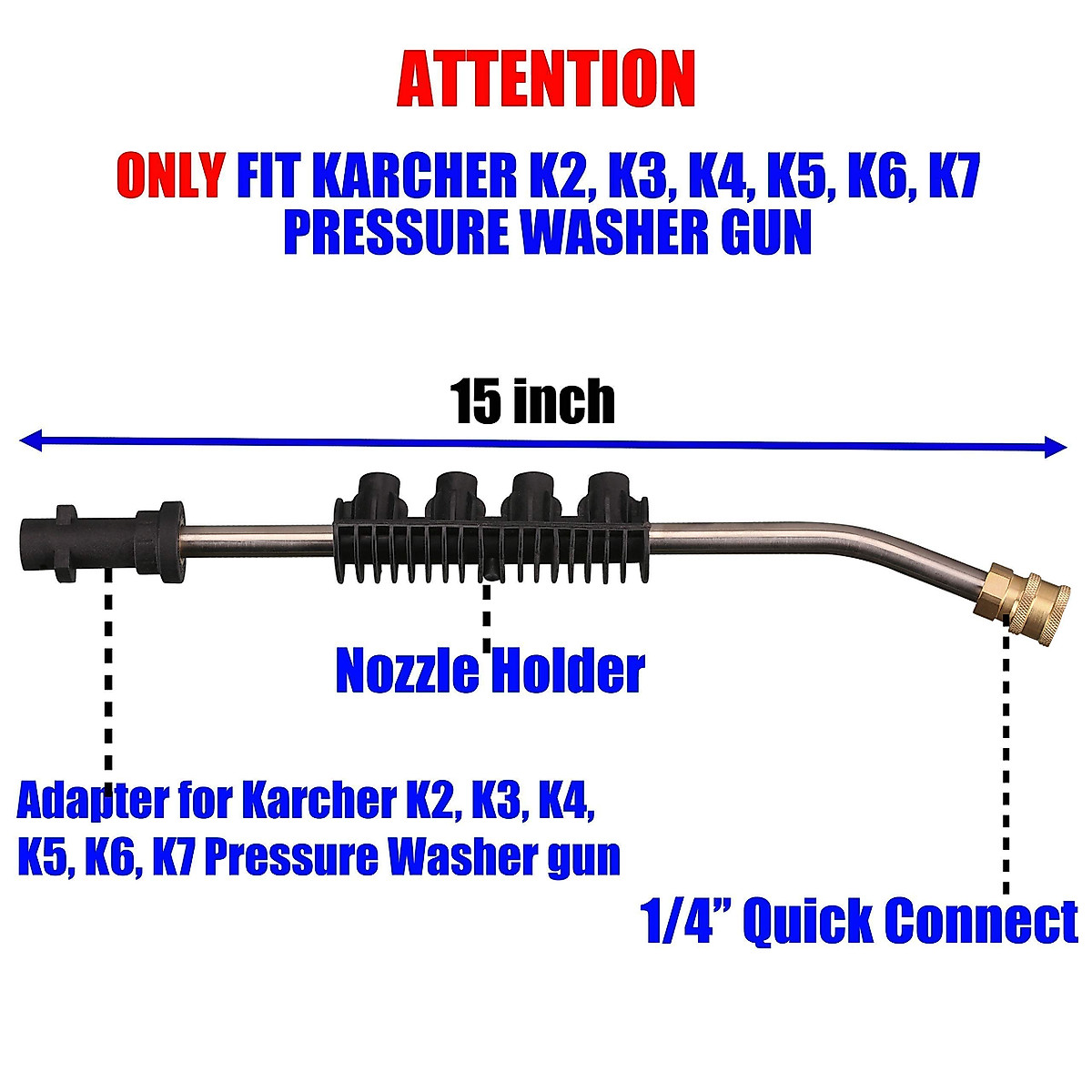 M MINGLE Pressure Washer Gun Adapter, Pressure Washer Wand Extension with Adapter, Only Compatible Karcher K2, K3, K4, K5, K6, K7