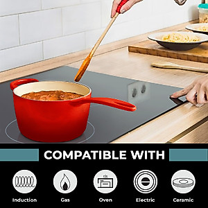 Healthy Choices Red Enameled Saucepan with Lid, 2 Qt,Mini Sauce Pan Pot, Single Serving of Pasta Sauce & Gravy, Perfect for Home Kitchen Restaurant Cooking, Easy to Clean, Suitable for All Cooktops