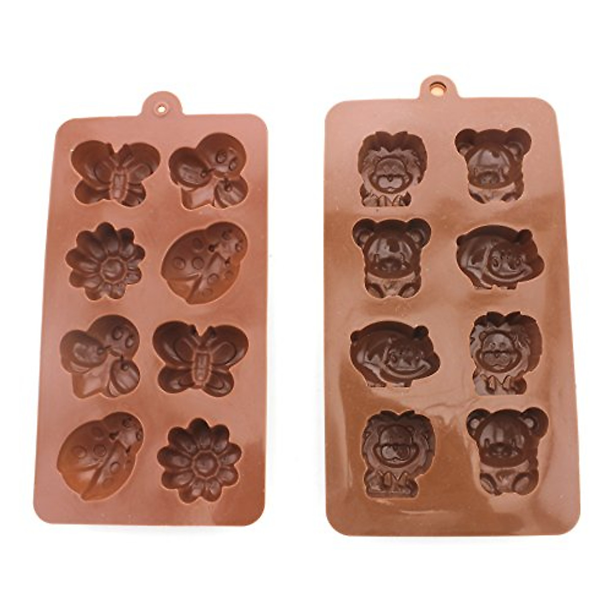 Non-stick Candy Jelly Molds, Chocolate Molds, Soap Molds, Silicone Baking Molds - Forest Cute Theme Happy Bear, Lion, Hippo - More Fun, Toy Kids Set, Set of 2 (Animal)
