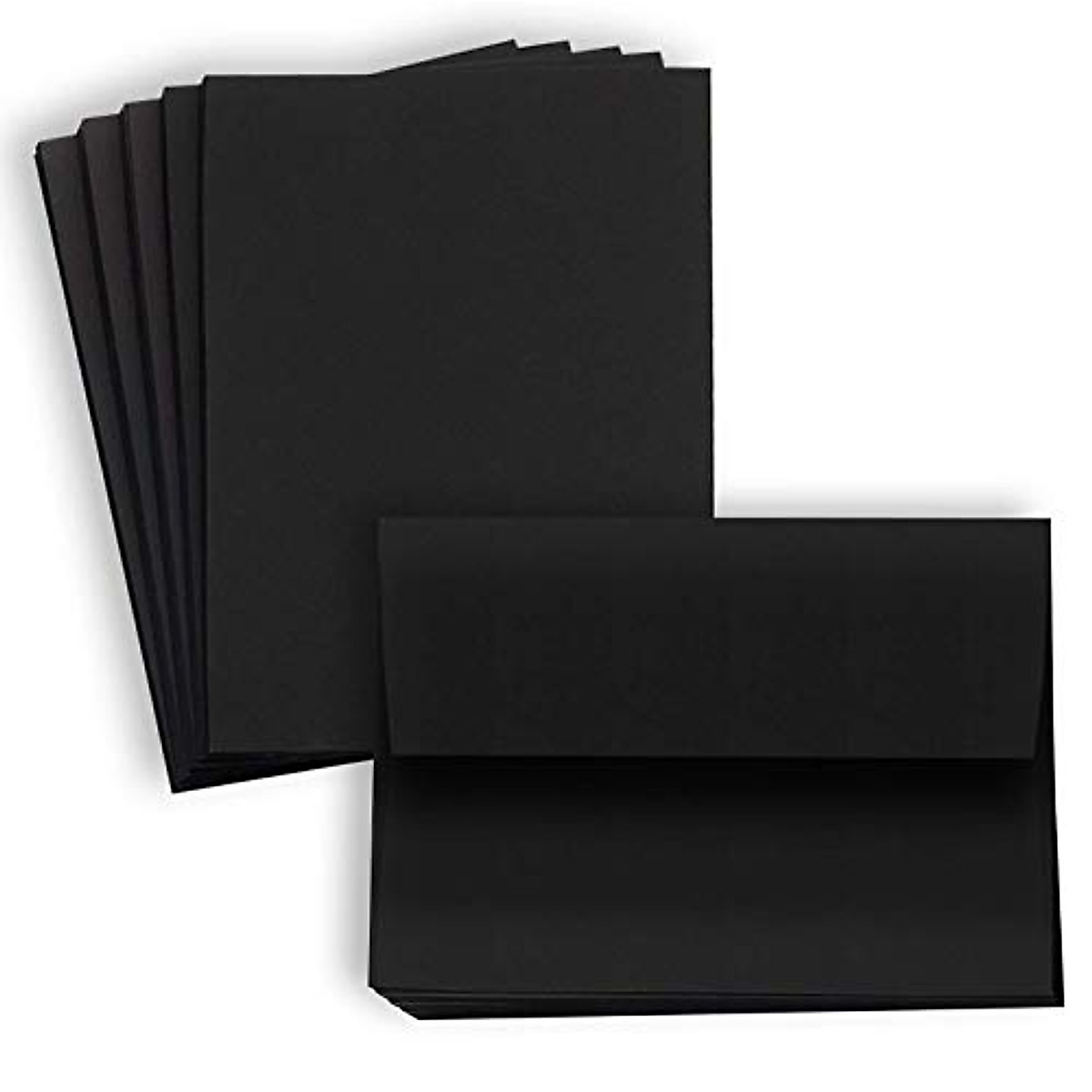Hamilco Card Stock Blank Cards with Envelopes - Flat 4x6 Black Colored Cardstock Paper and Envelope Set 80 lb Cover 100 Pack