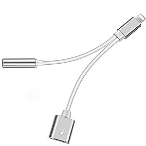 Headphone Adapter for iPhone [Apple MFi Certified], 2 in 1 Lightning to 3.5mm AUX Audio + Charger Splitter Adapter Dongle for iPhone Accessories Compatible with iPhone 14/13/12/11/XS/XR/X/8/7