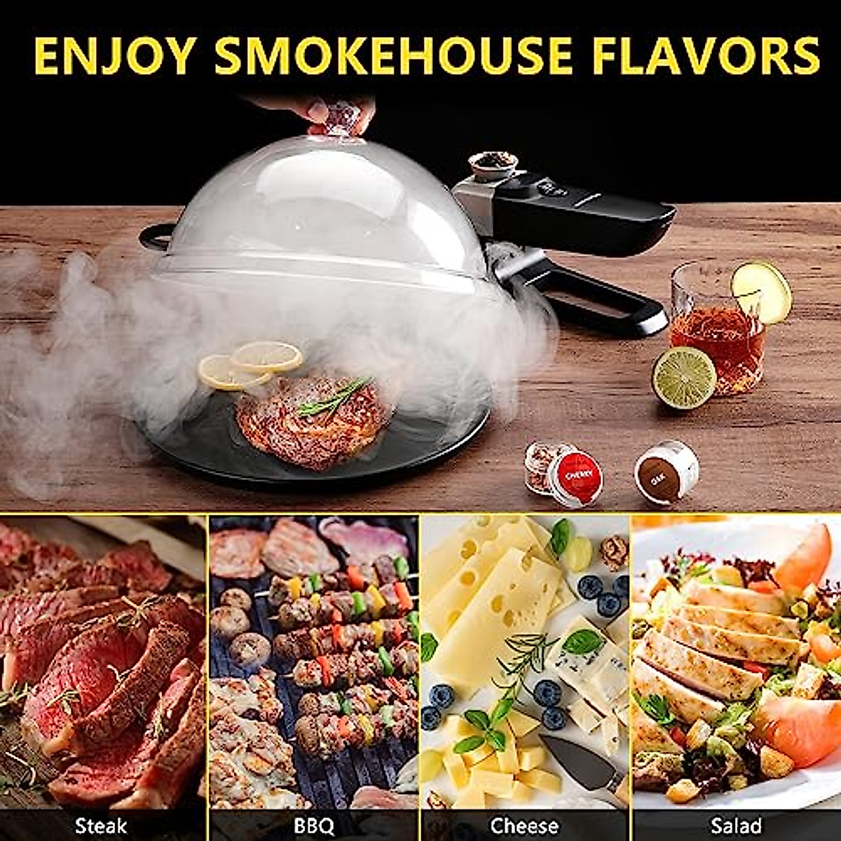 Smoking Gun for Foods Smoke Infuser-INKBIRD 13PCS Smoking Gun Kits w 6 Flavors Wood Chips, Smoker Machine with Accessories-Cold Smoke for Food and Drinks-Gift for Man, for Sous Vide, BBQ, Cheese, Meat