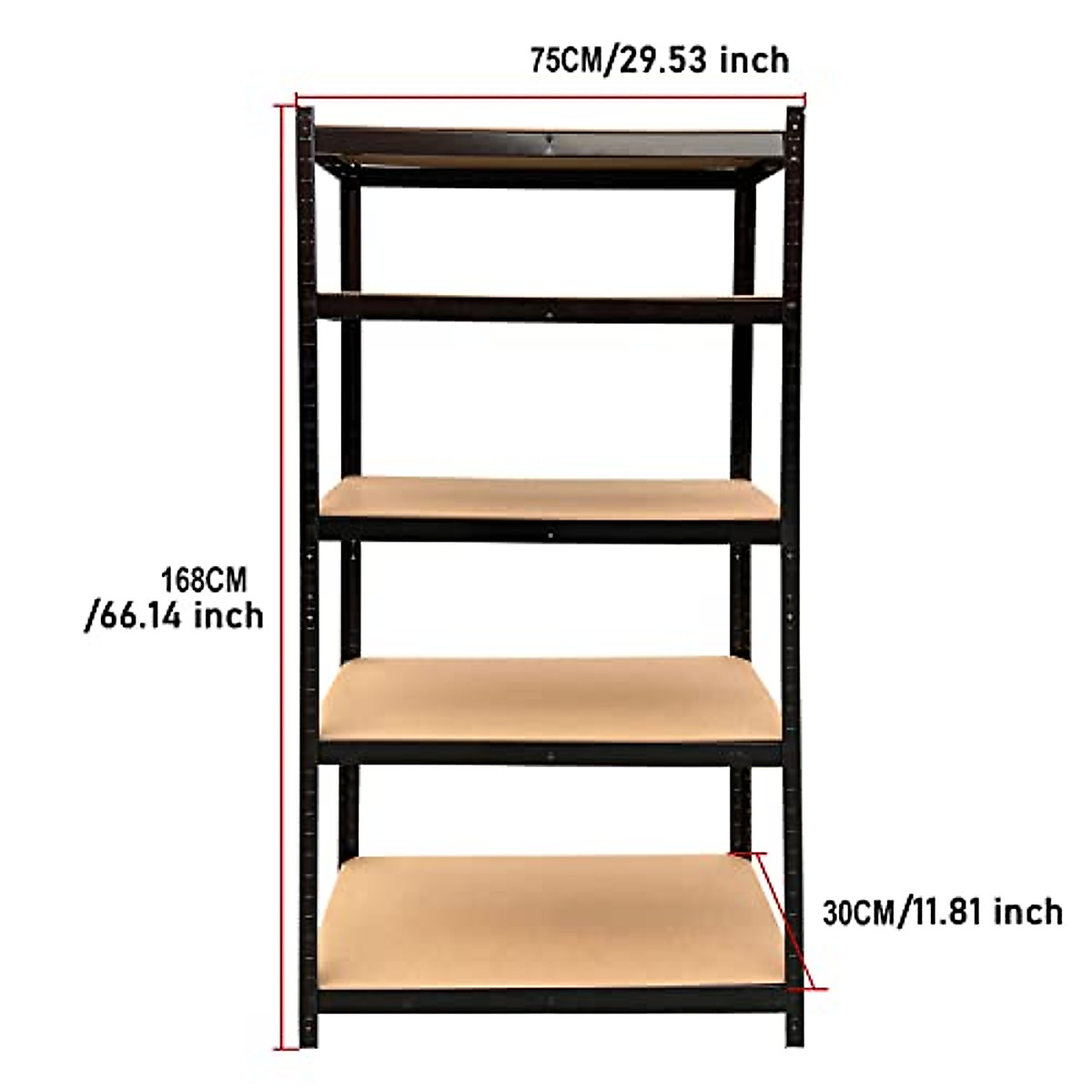 Viaka 5-tier Metal Shelving Unit Adjustable Garage Storage Utility Rack Heavy Duty Shelves Organization Multipurpose Shelf Warehouse Basement Kitchen Living Room Garage 66.14x29.53x11.81 inches, Black