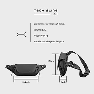 Kingsons Compact EDC Tech Sling Bag for Men, Waterproof Crossbody Bag Chest Shoulder Backpack with Magnetic Closure, Everyday Carry Bag for Travel, Work, Sport