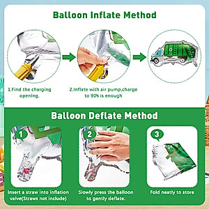 12 Pcs Garbage Truck Balloon Garbage Truck Birthday Party Decoration Trash Truck Balloon Truck Foil Balloon Garbage Truck Party Favor Green Truck Garbage Balloon for Garbage Truck Party Supplies