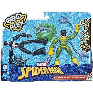 Spider-Man Marvel Bend and Flex Black Suit Vs. Doc Ock Action Figure Toys, 6-inch Flexible Figures, for Kids Ages 4 and Up