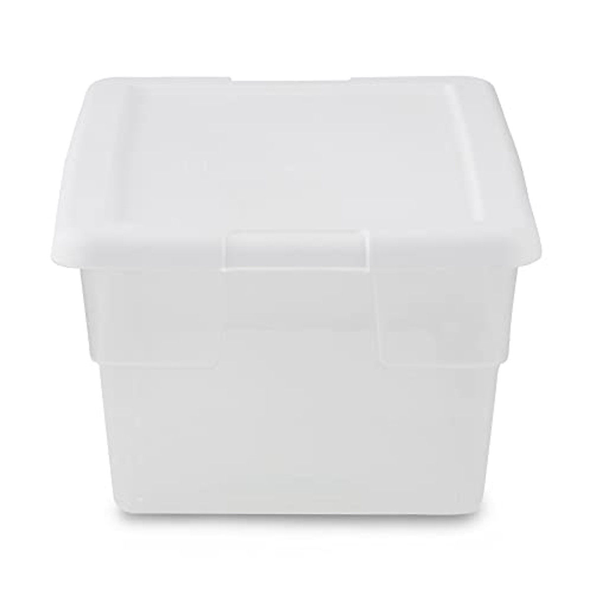 Sterilite 6 Quart Clear Plastic Stackable Storage Container Bin Box Tote with Snap-Close White Lid Organizing Solution for Home & Classroom, 72 Pack