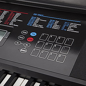 RockJam 61 Key Touch Display Keyboard Piano Kit with Digital Piano Bench, Electric Piano Stand, Headphones Piano Note Stickers, Sustain Pedal & Simply Piano Lessons