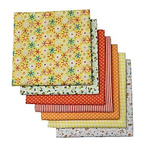 OZXCHIXU 7PCS/lot Yellow Series Floral Cotton Fabric,19.7X19.7 inches Quilting Patchwork Fabric Fat Quarter Bundles Fabric for Scrapbooking Cloth Sewing DIY Crafts Handmade Bags Pillows