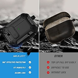 Maxjoy Airpods Pro 2nd Generation/1st Generation Case Cover with Lock, AirPods Pro 2 Protective Case Shockproof Cover with Keychain Compatible with Apple Airpods Pro 2 2023 2022/ Pro 2019, Black