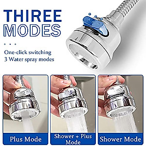 Pinkiou Faucet Sprayer Attachment, Kitchen Sink Sprayer Attachment for Faucet, 360° Rotatable Anti-Splash Faucet Aerator Faucet Nozzle with 3 Modes Adjustment