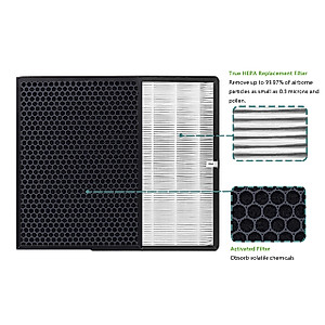 TTAP003 Replacement Filter, Compatible with TaoTronics TTAP003 and VIVOSUN 5-in-1 Air Purifiers, H13 Grade True HEPA and Activated Carbon Filter, 2 Pack