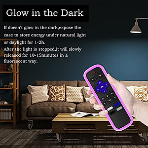 2Pack Remote Case for Roku Express 4K+ 2021 - Taiyiluo Silicone Universal Protective Controller Sleeve Compatible with TCL Roku | Hisense Roku | Streaming Stick+ with Lanyards(Glow Purple & Sky Blue)