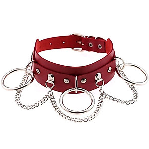 Adjustable Red Fashion Women Men Girls Boy Cool Punk Goth Leather Collar Choker Necklace