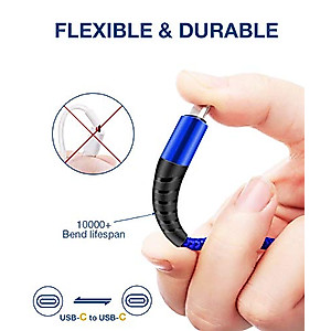 USB C to USB C Charger Cable Cord for Samsung Galaxy S22 S23 S21 S20 Plus Ultra FE 5G,Note 10 10+ 5G/20,Note20 A71 A52 A53,Z Flip 3 4,Fold 3 4,Pixel 6 Pro 5A 5,60W PD Fast Charge Charging Wire 6FT+6FT