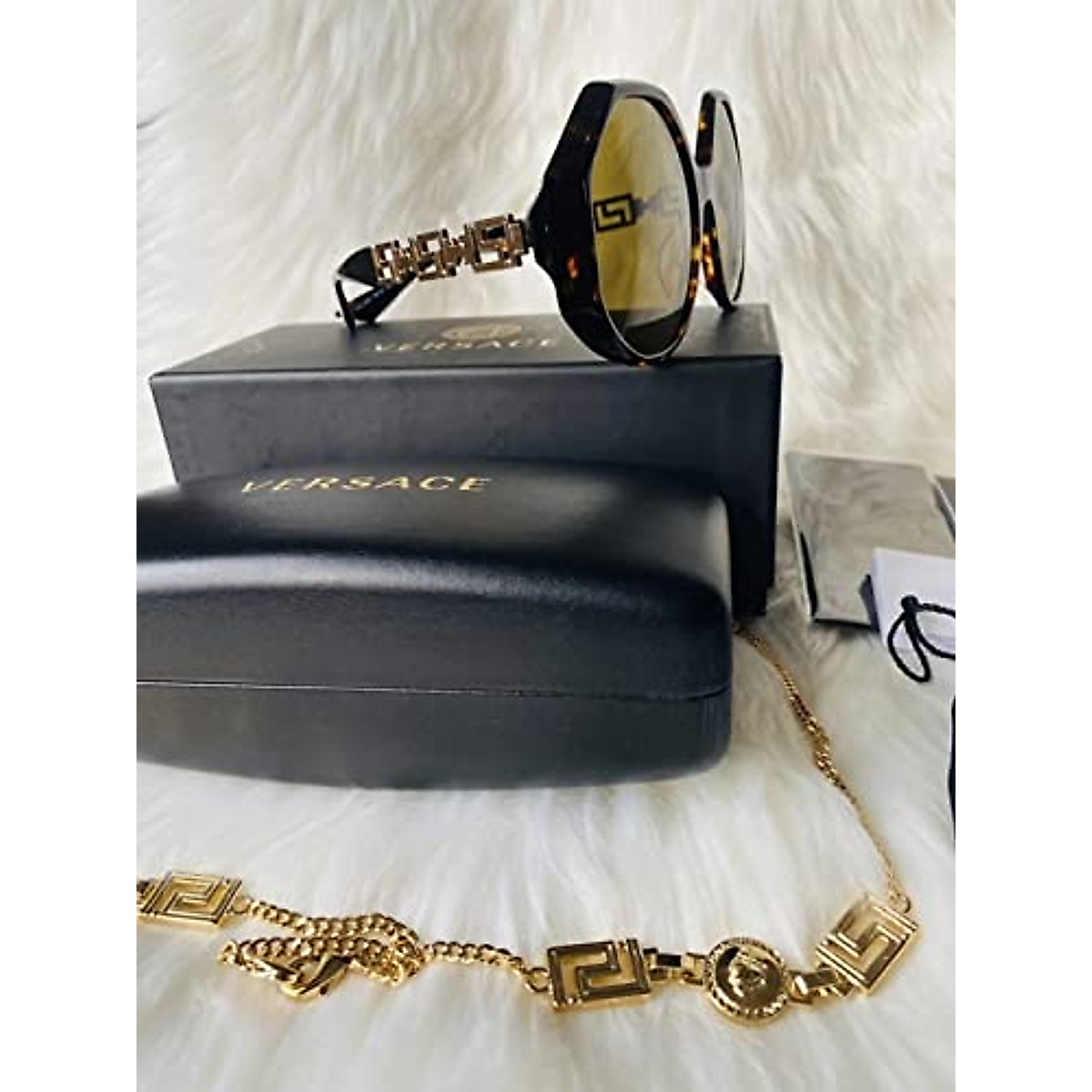 Versace Woman Sunglasses Havana Frame, Dark Brown Lenses, 59MM