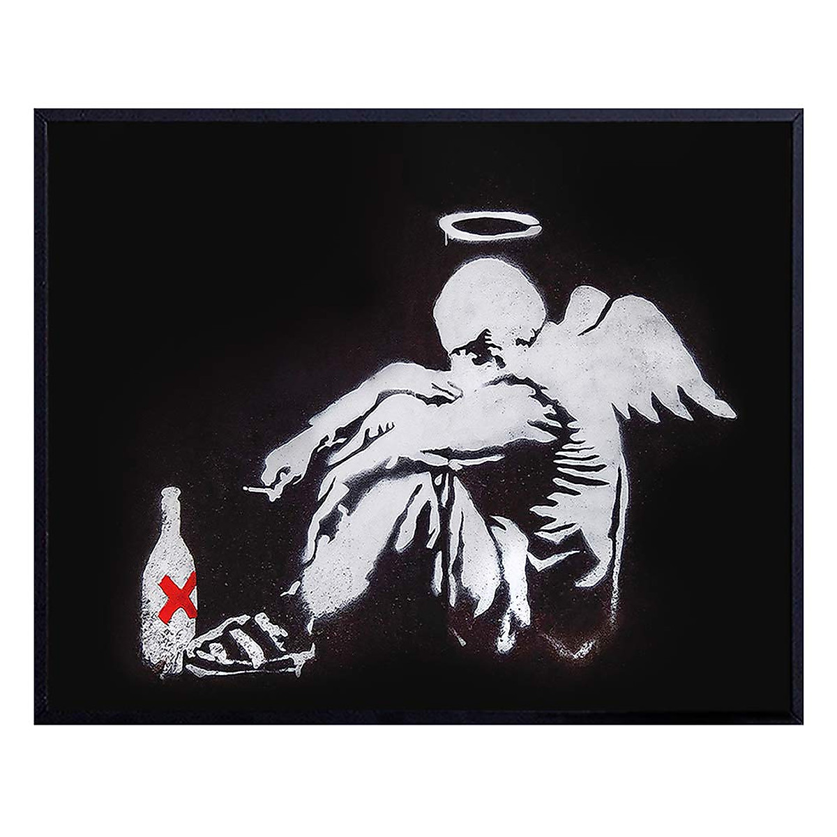 Banksy Fallen Angel Wall Art Poster Print - 8x10 Urban Graffiti Street Art Room Decor, Home Decoration - Cool Gift