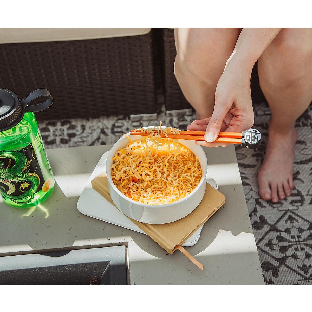 Dragon Ball Super Goku Symbol PVC Plastic Training Chopsticks For Beginners | Reusable Utensil Set For Ramen Noodles, Sushi, and More