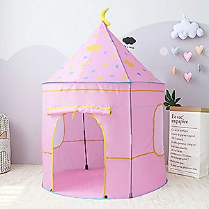 Kids Play Tent 3 Pieces, Pop Up Play Tents with Crawl Tunnel & Ball Pit with Basketball for Kids, Boys, Girls, Babies and Toddlers, Indoor/Outdoor Playhouse, Best Gift for 18 Months-8 Year Old, Pink