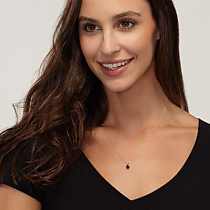Finecraft Round-Cut Garnet Birthstone Pendant Necklace in 10K Yellow Gold, 18"