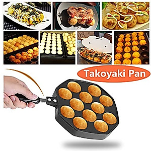 Takoyaki Maker, Non Stick Pan Easy and Simple to Make Japanese Takoyaki Octopus Ball Ideal for Mini Pancake Cake Pop Pan and Takoyaki Maker for Danish Stuffed