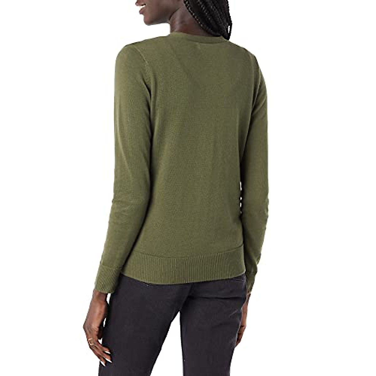 Amazon Essentials Women's Lightweight V-Neck Cardigan Sweater (Available in Plus Size), Olive, Medium