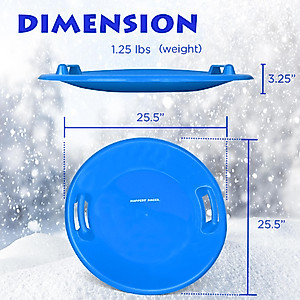 Slippery Racer Downhill Pro 26 Inch Diameter Cold Resistant Kids Saucer Disc Outdoor Winter Toy Snow Sled, Blue (3 Pack)