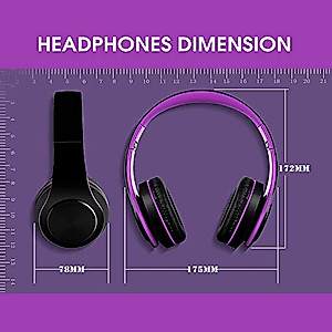 Viwind Bluetooth Wireless Headphones Over Ear with Mic, Foldable Noise Cancelling Headset for Travel Work TV PC Android Cellphone 【Hi-Fi Stereo &Comfortable Earpads】-Purple