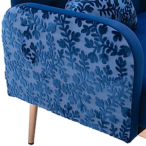 Modern Velvet Loveseat Sofa, Comfy Upholstered 2-Seater Sofa with Gold Metal Legs, Small Loveseat Accent Couch for Living Bedroom Leisure Areas (Navy+Velvet)