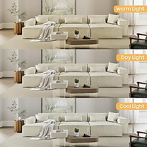POVISON Smart 128.35" Power Modern Sofa Bed Oversized Large Sleeper Sectional Sofa Bed Convertible Couch Bed for Living Room Electric Pull Out with Deep Seat Comfy Velvet Beige Sofa