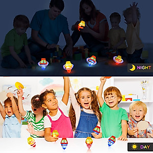 Bulk LED Light Up Spinner Tops Launcher with Gyroscope Motion Colorful Flashing Toys Novelty Bulk Goodie Bag Fillers Gifts Stuffers for Birthday Party Favors (50 Pcs)