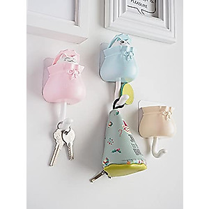 Tikapo Pee-A-Boo Cute Cat Punch Free Adhesive Decorative Heavy Duty Wall Hook for Hanging cloth, Key, Towel, Bag, Hat; Utility Hooks for Home Garage Storage - 4 PCS