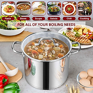 Herogo 12-Quart 18/10 Stainless Steel Stock Pot with Lid, Large Heavy Duty Soup Pot Compatible with Electric, Gas, Induction and Gas Cooktops, Dishwasher Safe