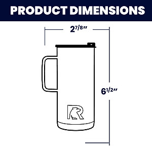 RTIC 16 oz Coffee Travel Mug with Lid and Handle, Stainless Steel Vacuum-Insulated Mugs, Leak, Spill Proof, Hot Beverage and Cold, Portable Thermal Tumbler Cup for Car, Camping, Coral