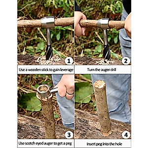 Survival Tool for Bushcraft Settlers, Manual Drill Wrench, Scotch Eye Auger Drill and Hand Hole Maker for Camping, Outdoor, Bushcrafting, with Protective Case and Hook