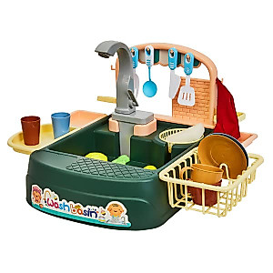 Hey! Play! Play Kitchen Set for Kids – Functional Sink Water Toy with Automatic Cycling System – Dishwashing Playset with Fun Accessories