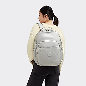 Kipling Women's Seoul 15" Laptop Backpack, Durable, Roomy with Padded Shoulder Straps, Bag, Bright Metallic, One Size