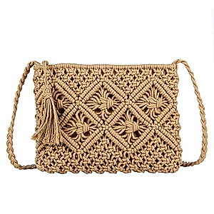 LUI SUI Women’s Handwoven Crossbody Purse Summer Beach Clutch Purses Woven Handmade Shoulder Handbag
