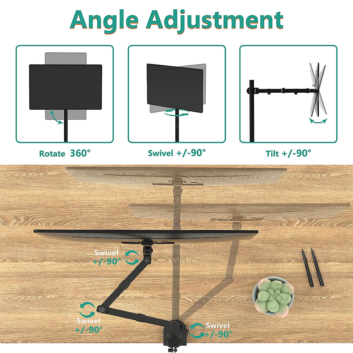 WALI Monitor Arm Mount for Desk, Single Extra Tall Computer Desk Mount, Monitor Bracket Mount Stand Single, up to 32 inch, 22 lbs (M001XL), Black