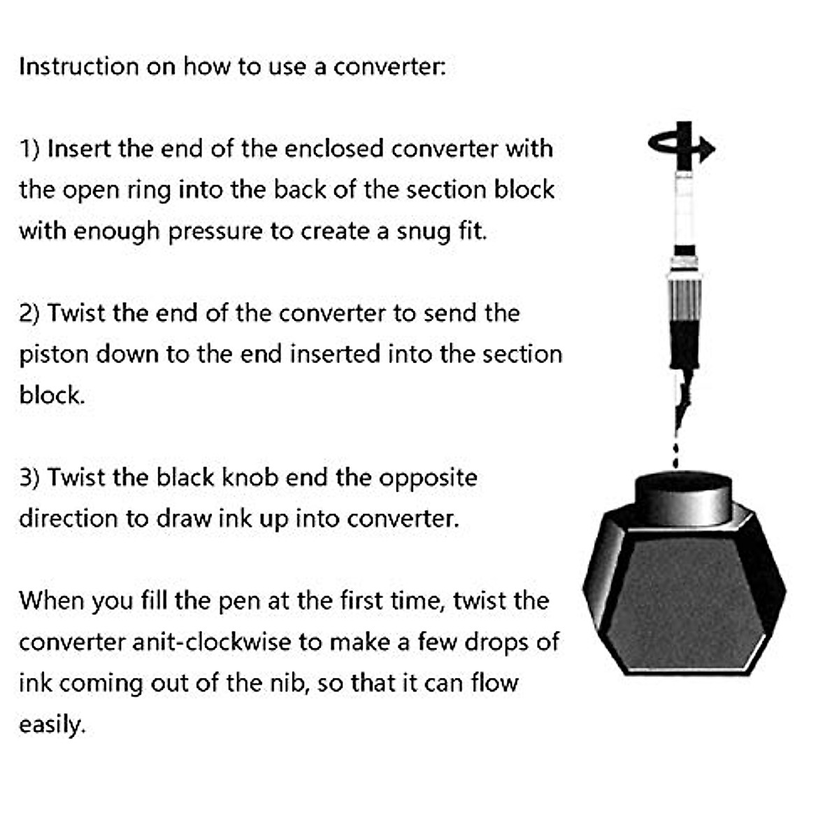 Lanxivi Jinhao Metal Fountain Pen Ink Converter, Pack of 10, Fit for Jinhao,Baoer, Fuliwen Pen,Duke and 95% Chinese Pen