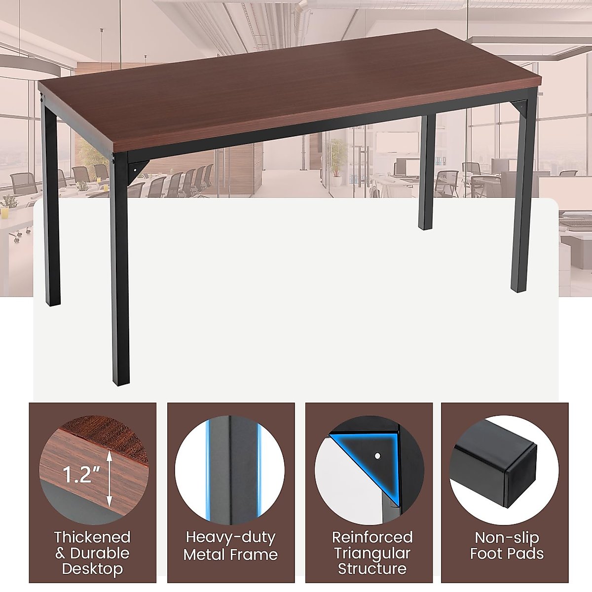 Tangkula Conference Table Set of 4, Rectangular Meeting Room Table with Large Tabletop & Heavy-Duty Metal Frame, Multifunctional Computer Desk for Home, Office, Conference Room