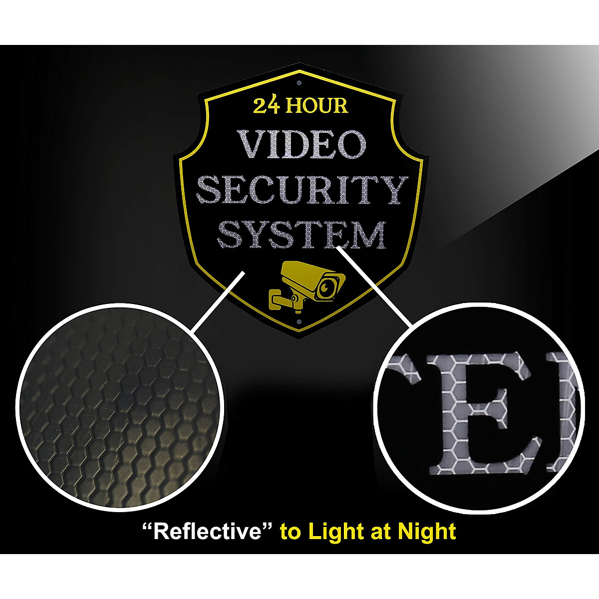 Warning 24 Hour Security Camera Sign | Professional Classic Design | Heavy Duty Dibond Aluminum | Home Property Surveillance Signs | Video Surveillance Wall Sign “REFLECTIVE” |