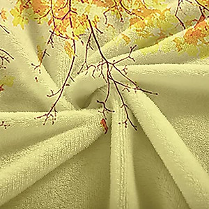 Musihy Throw Blankets for Bed, Holiday Throw Blanket Sofa Throws Yellow Maple Tree Camping Blanket Twin 63"x79"