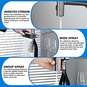 TRIPHIL Waterfall Kitchen Faucet with Pull Down Sprayer,Kitchen Faucets with Sprayer 3-Mode,360° Swivel Single Handle Kitchen Sink Faucet,grifos para fregaderos de cocina for RV,Outdoor,Gun Grey